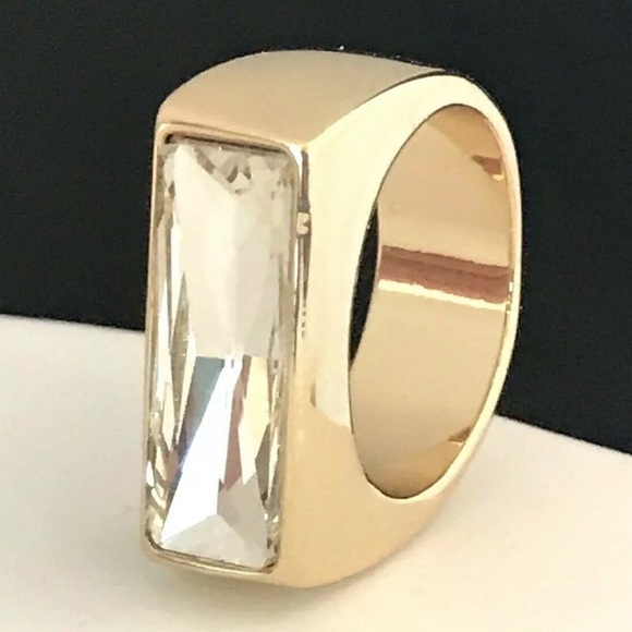 Jewelry | Designer Statement Ring Large Crystal Gold Tone | Poshmark